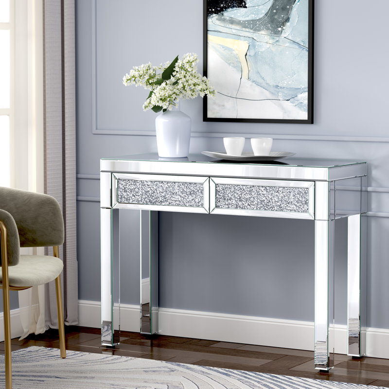 Mercer41 Kerenza 39.37'' Glass Top Console Table | Wayfair