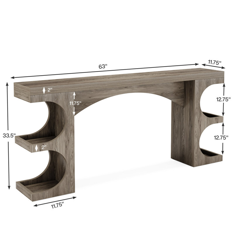Millwood Pines 63-Inch Dark Grey Long Console Table | Wayfair
