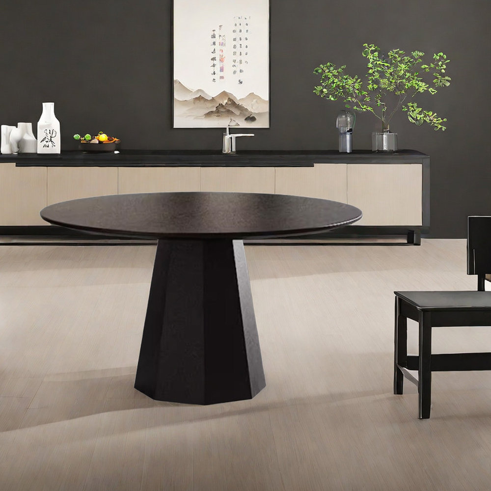 Table Treasures.e Black Round Solid Wood Grand Dining Table - Wayfair Canada