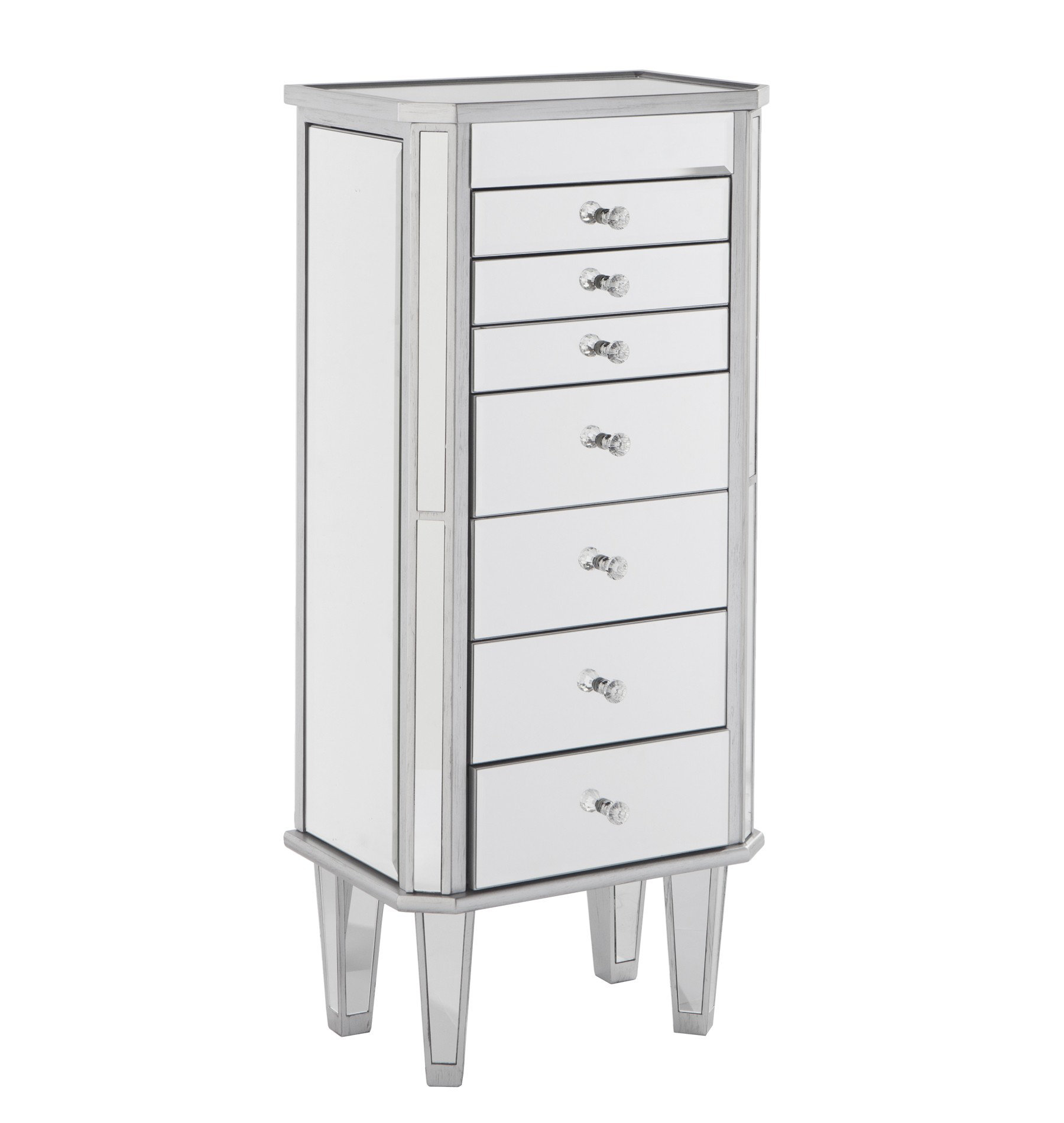 Everly Quinn Silver Mirrored Jewelry Armoire | Wayfair