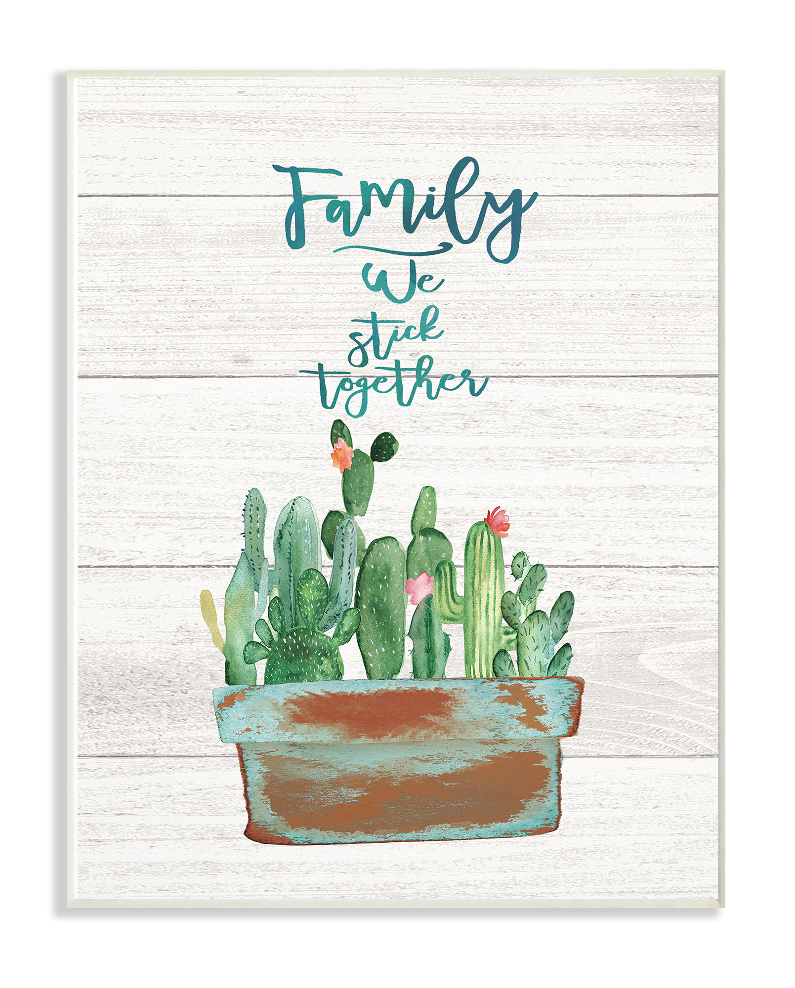 Union Rustic 'Family We Stick Together Cactus Succulents' Watercolor ...