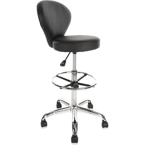 George Oliver Backed Adjustable Height Ergonomic Lab Stool with ...