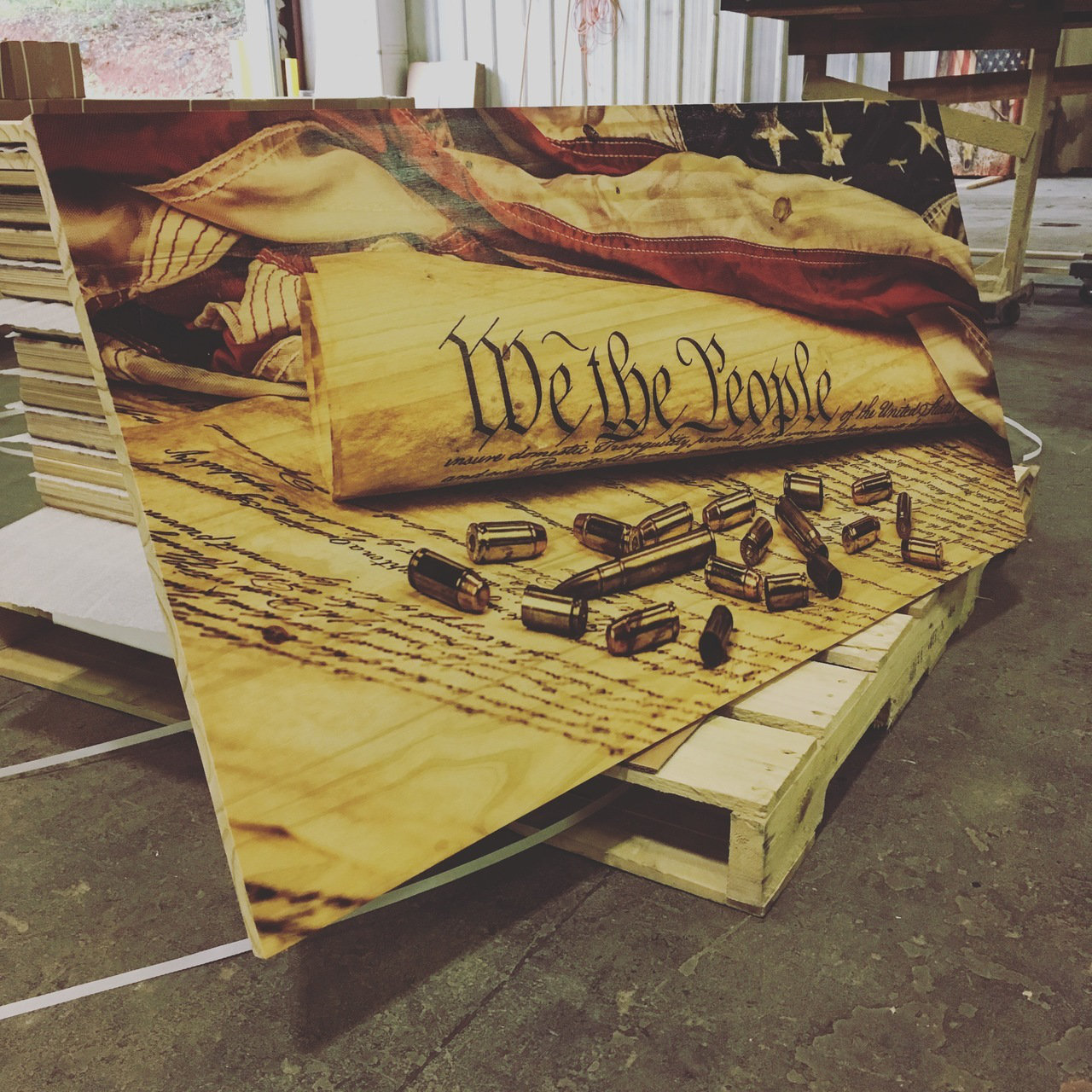 Millwood Pines Constitution With Bullets Wooden American Flag Wall ...