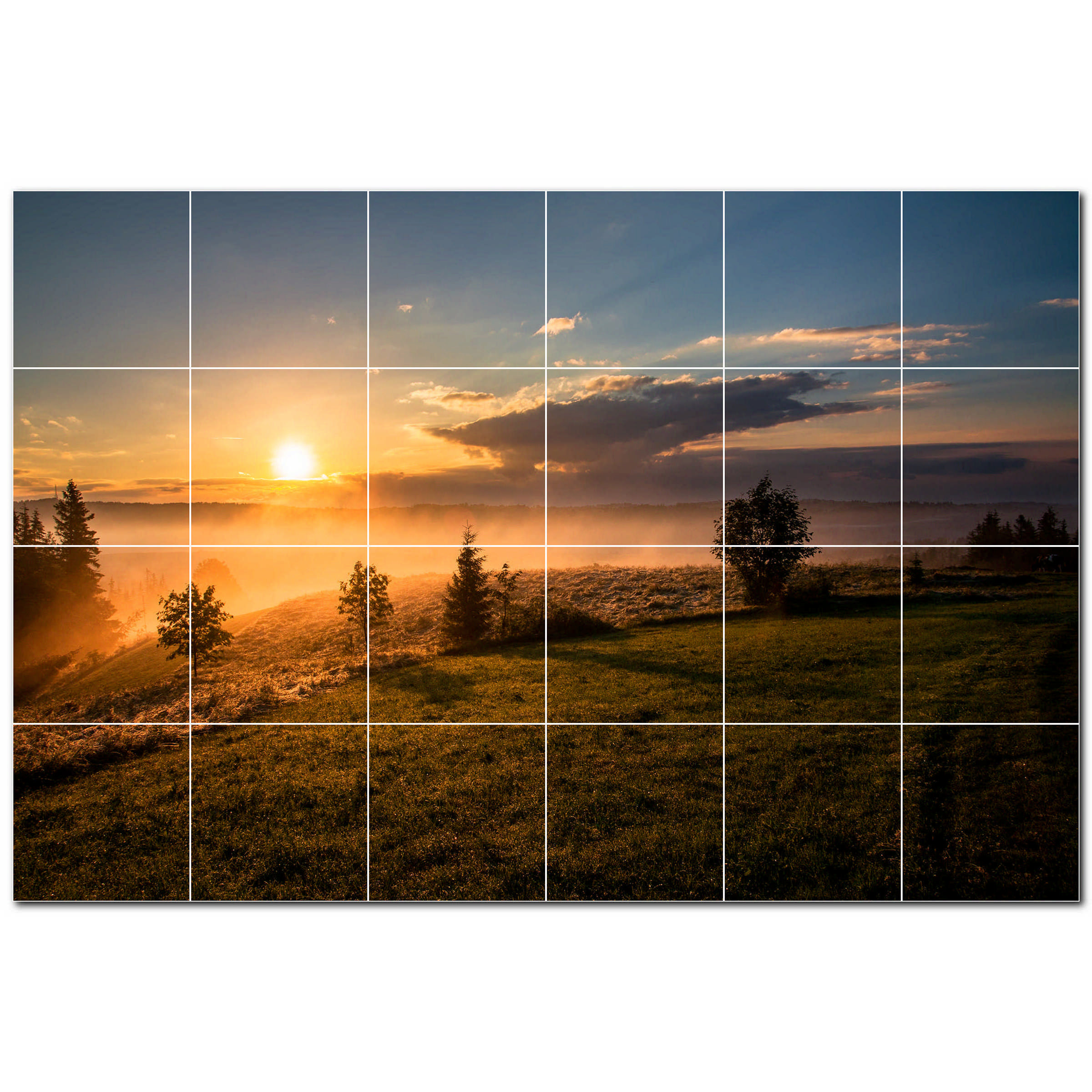 Picture-Tiles.com Sunset Photo 12'' x 12'' Satin Ceramic Decorative ...