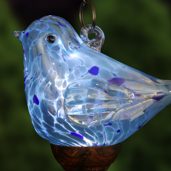Exhart Solar Hand Blown Pearlized Glass Bird Wind Chime, 7 by 44 Inches ...