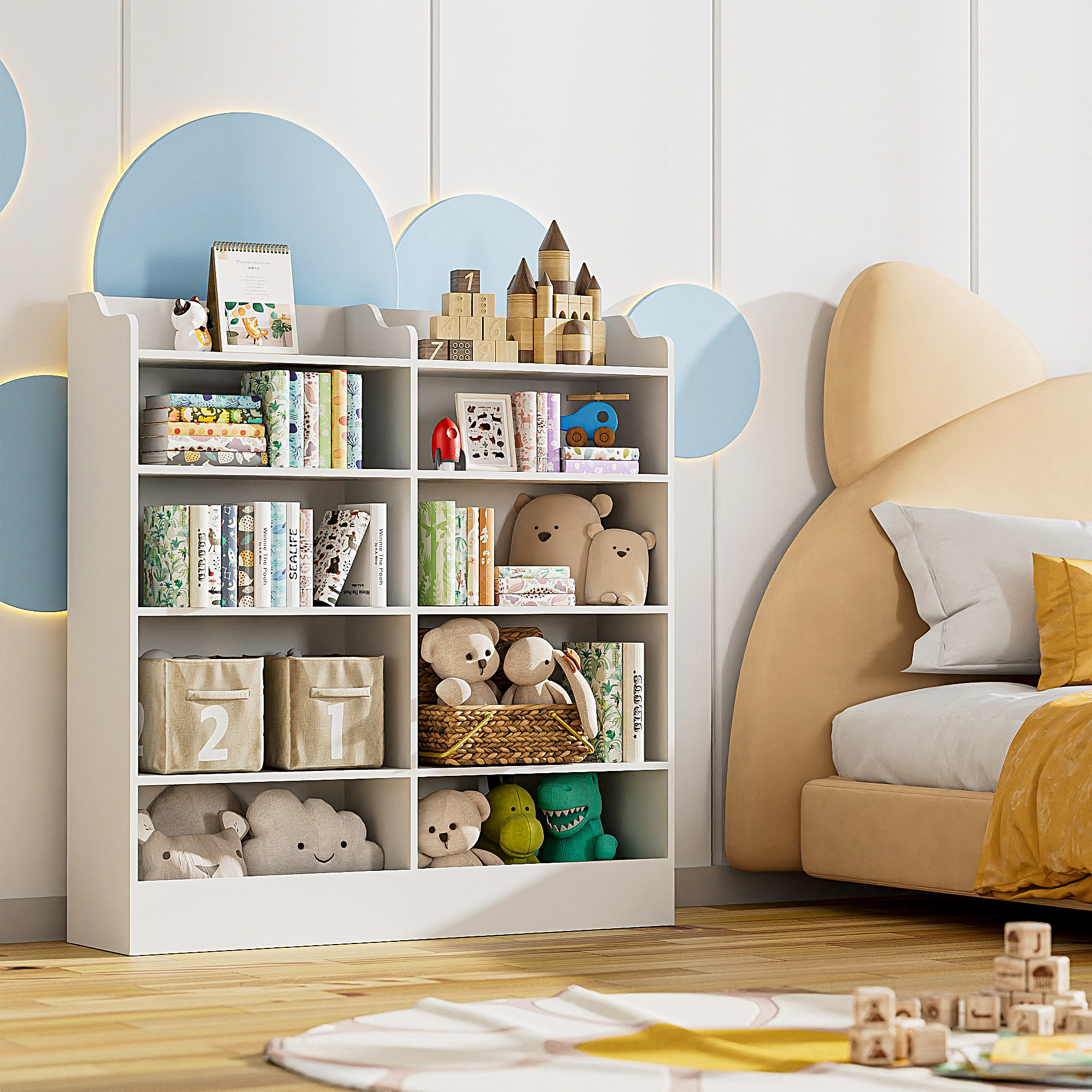 Harriet Bee Hartleigh 49" H 5 Tier Kids Bookshelf with 10 Cubes ...