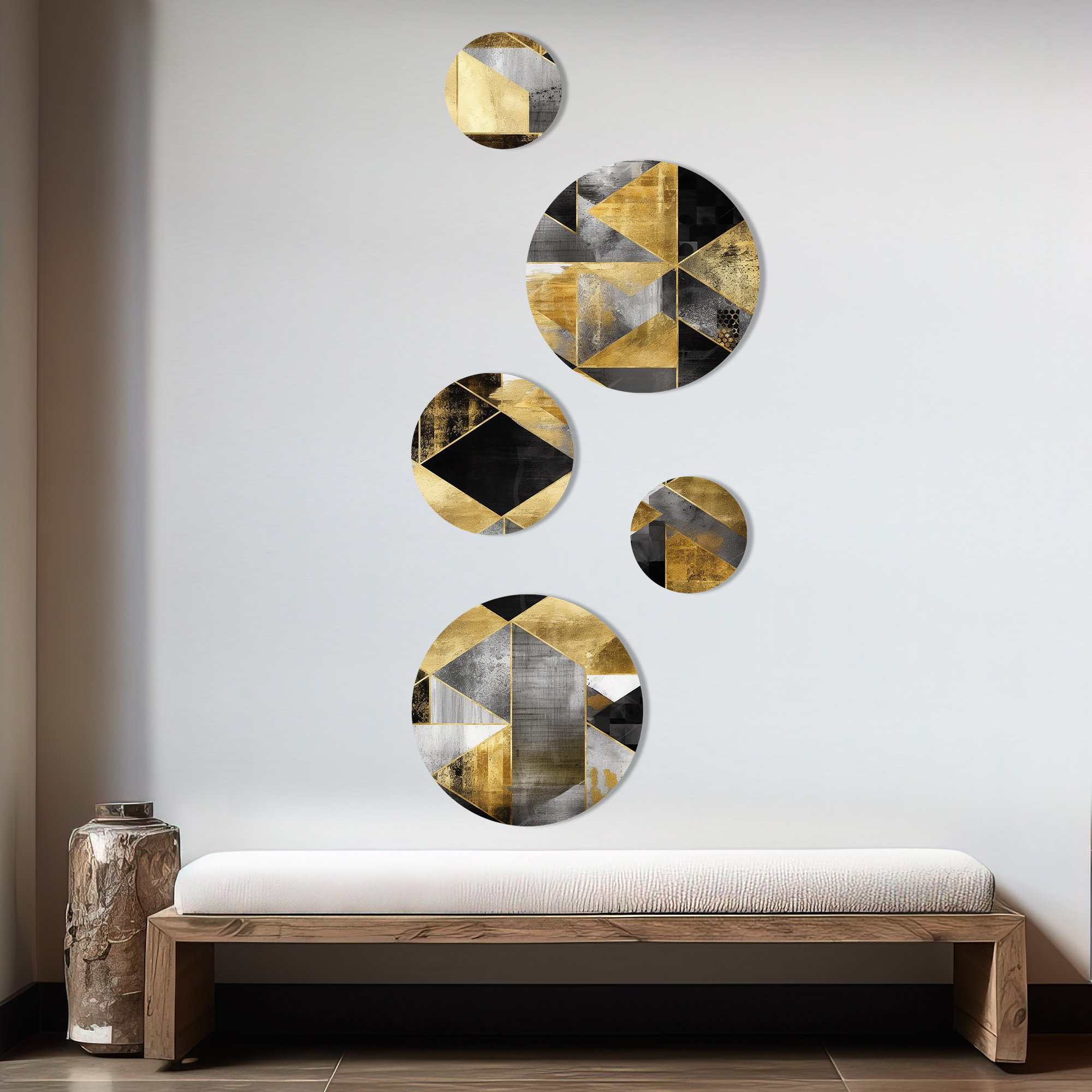 Design Art Gold Geometric Order II - Modern Geometric Metal Wall Décor ...