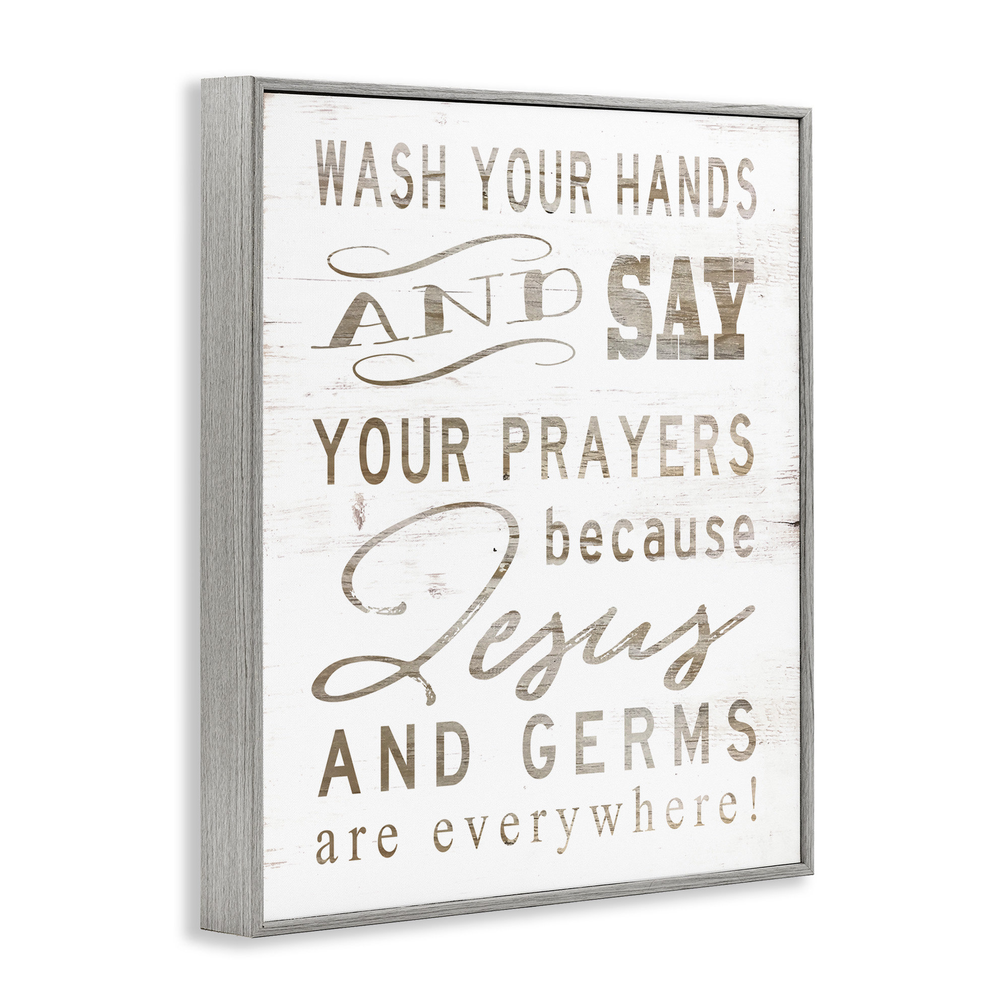 Stupell Industries White Wood Look Jesus And Germs Are Everywhere Wash ...