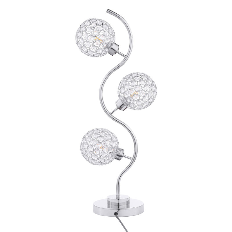 Mercer41 33-inch 3-light Curvy Metal Table Lamp Silver | Wayfair