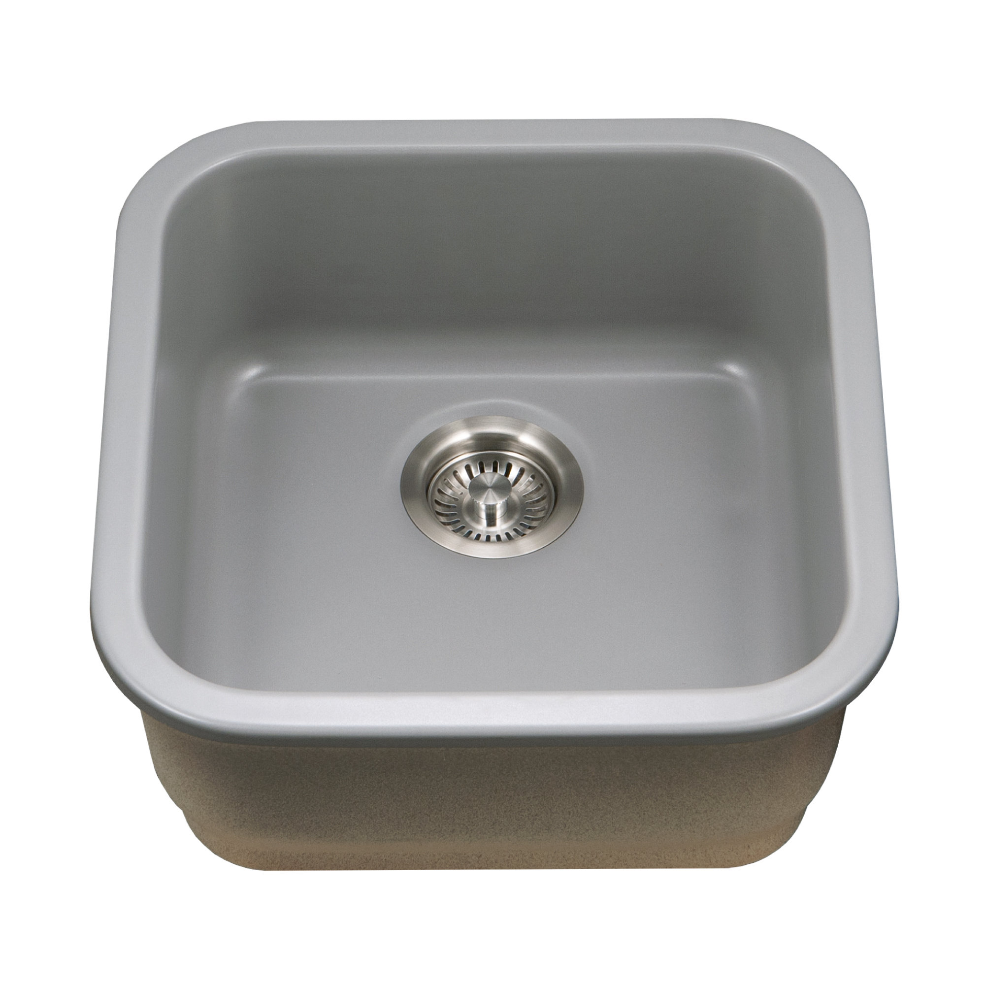 Houzer Platus 19 in Gray Fireclay Undermount Square Bar Sink - PTB-1919 ...