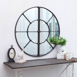 Latitude Run® Circular Window Venetian Distressed Accent Wall Mirror ...