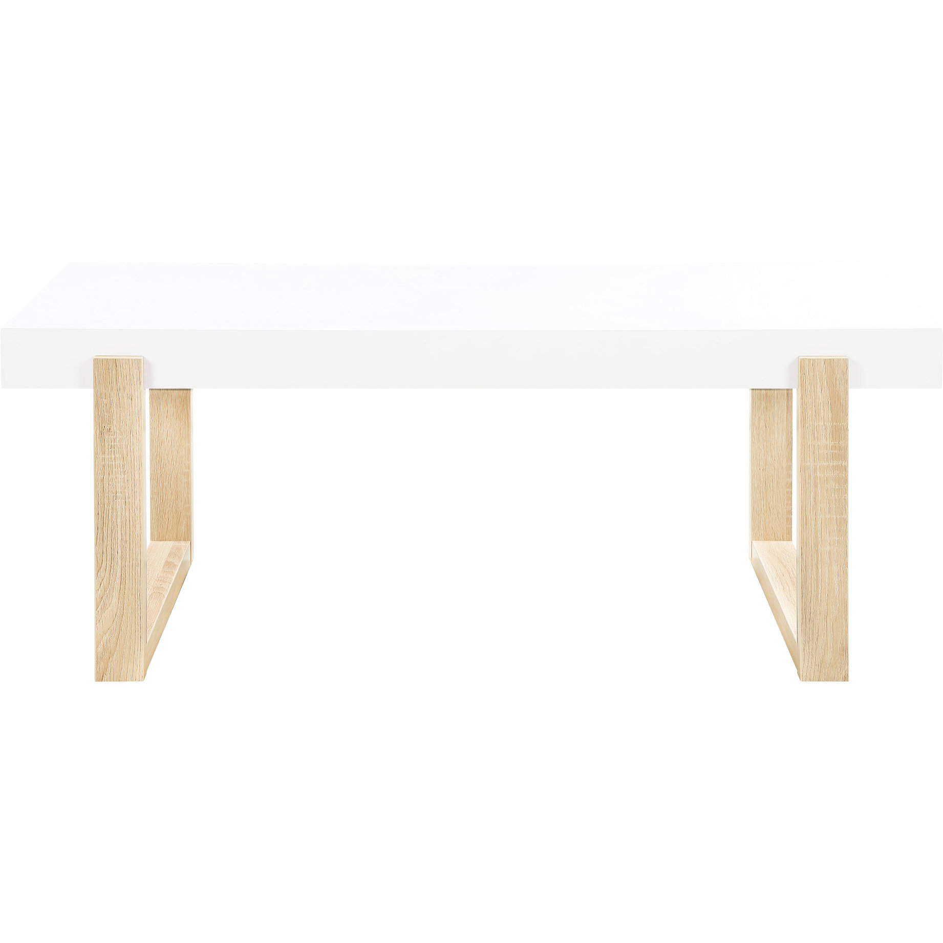 Latitude Run® White High Gloss Natural Finish Coffee Table With Sled ...