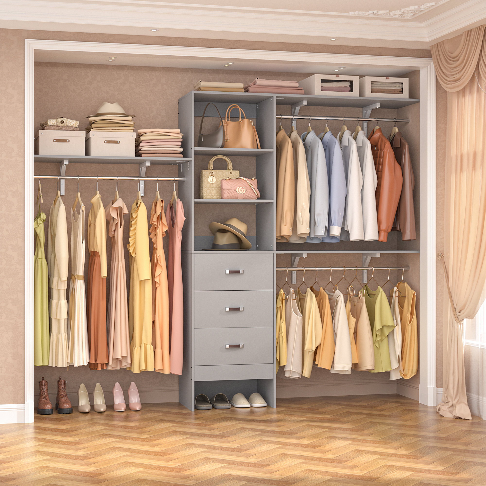 Latitude Run® Faige 20.2'' - 96'' W Closet System with Drawers ...