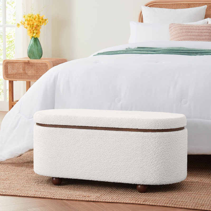 Charlton Home Boucle Storage Ottoman Bench Teddy Storage Bench With ...
