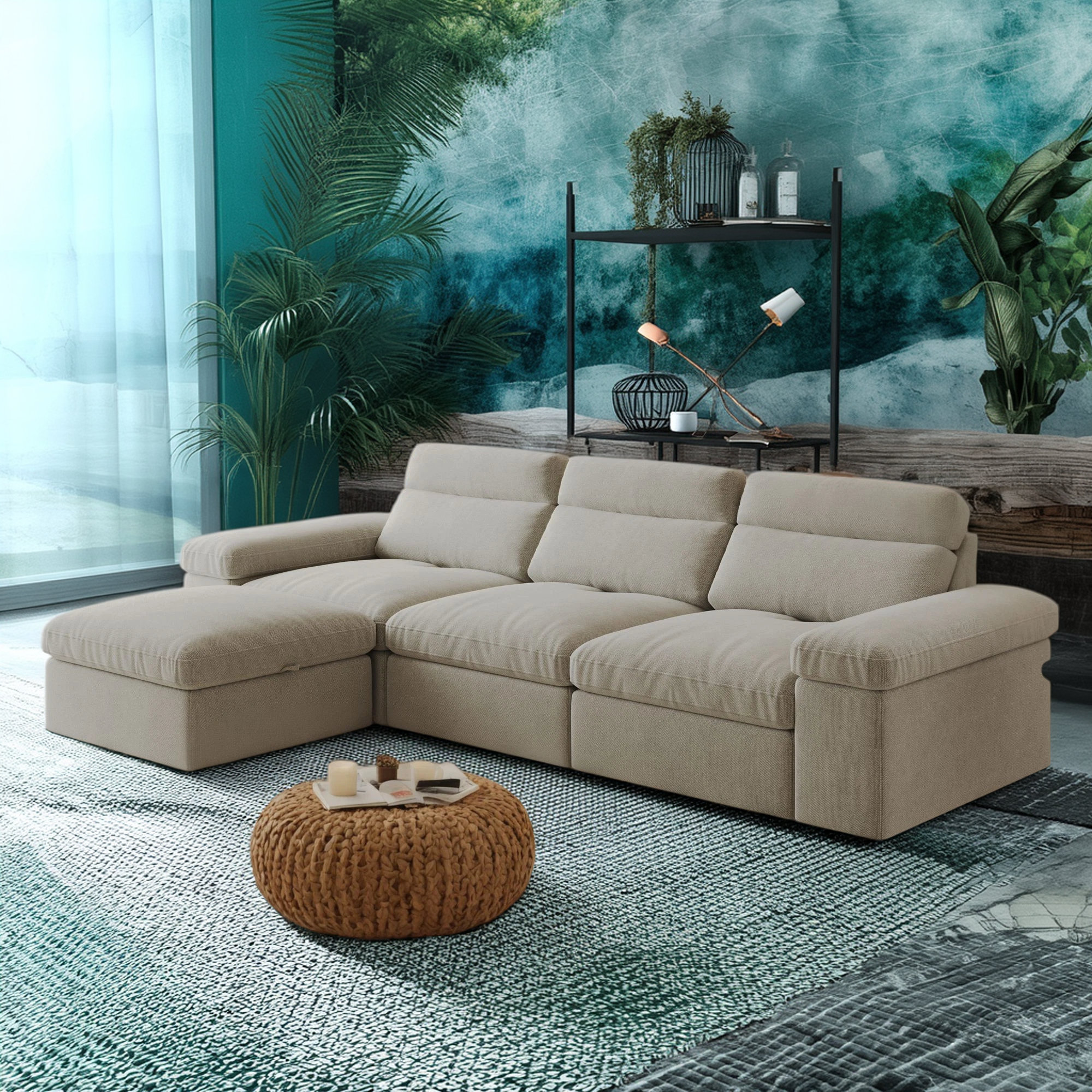 Latitude Run® Cotton And Linen Texture, Down Backrest, Comfortable And ...