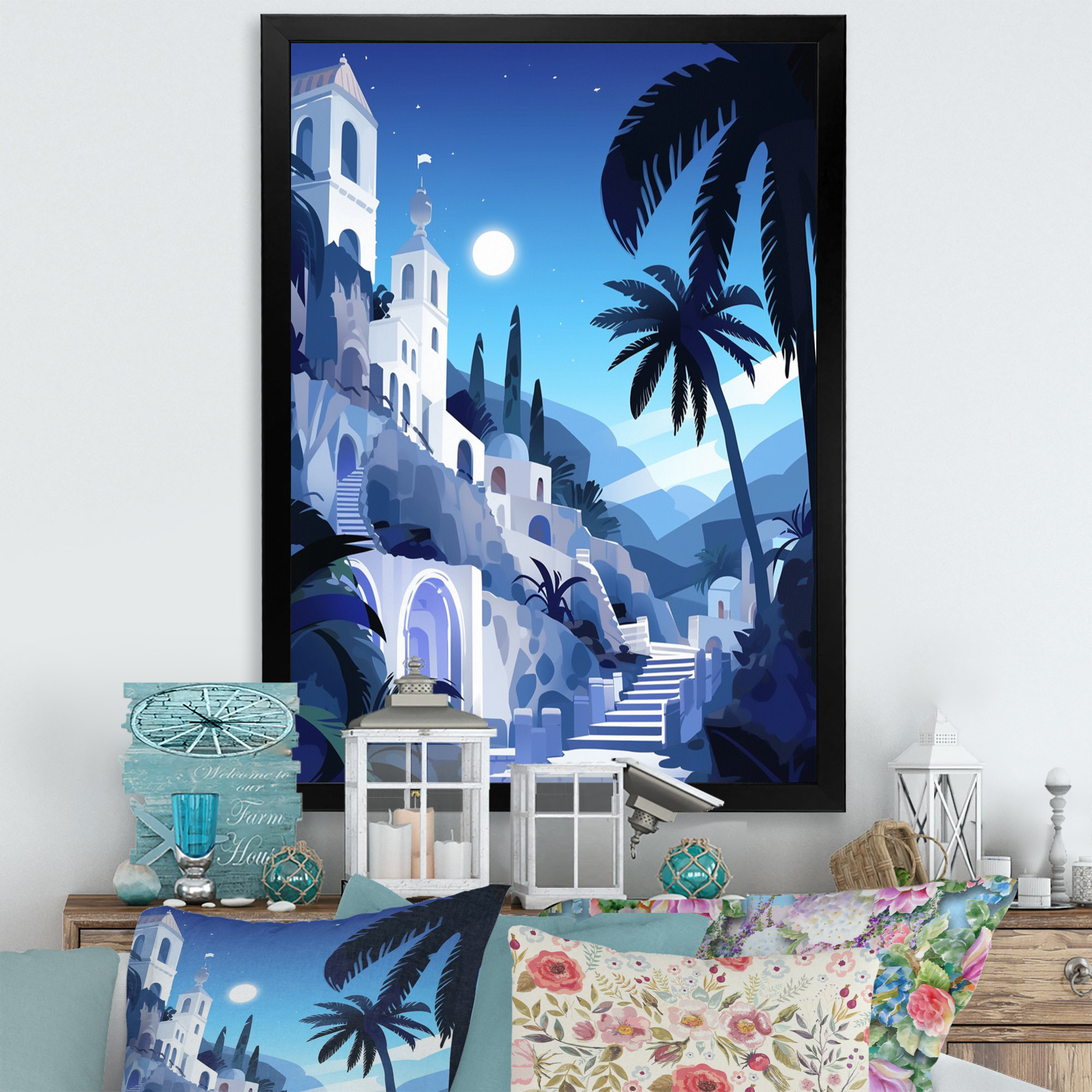 Bay Isle Home™ Mediterranean Night - Greece Canvas Wall Art | Wayfair