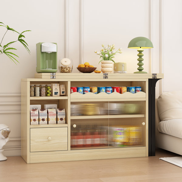 Brayden Studio folding dining table with storage space and cabinet ...