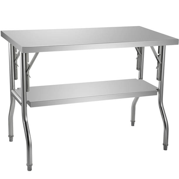 VEVOR Stainless Steel 48'' L x 24'' W x 33.5'' H Adjustable Work Tables ...