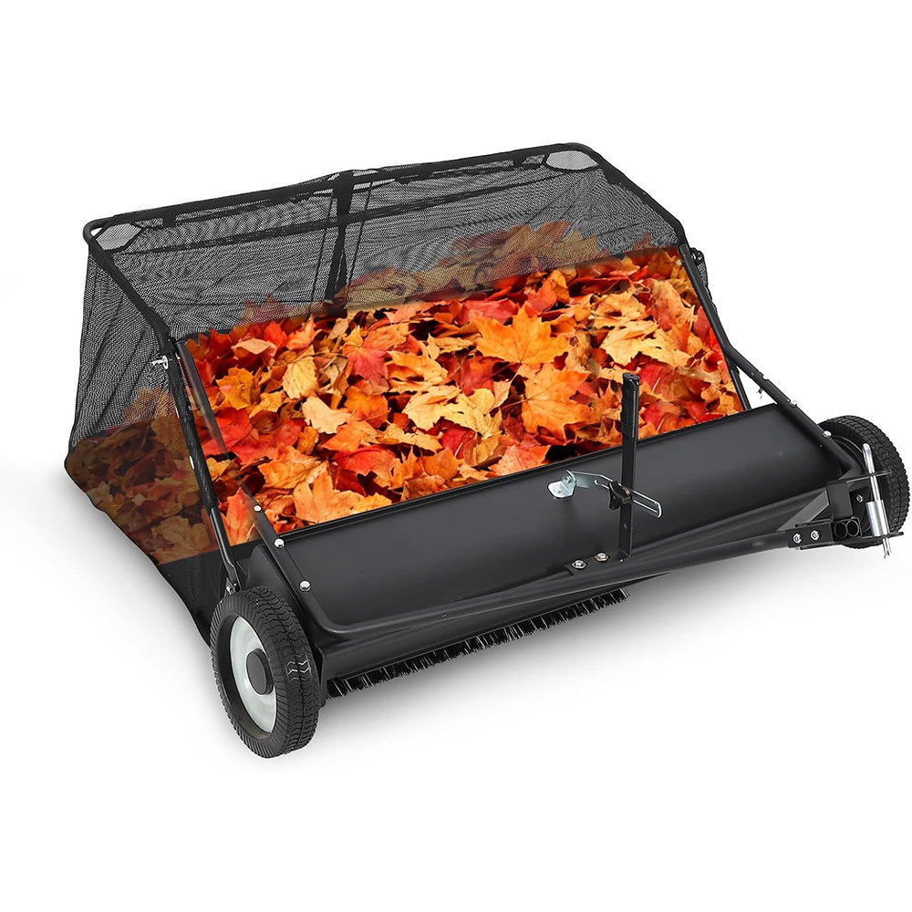 LumiParty 48" Tow-Behind Lawn Sweeper, Heavy Duty Yard Leaf and Grass ...