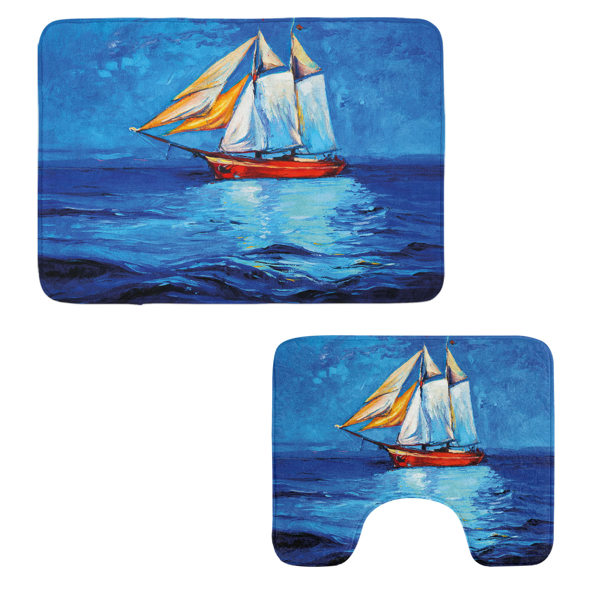 East Urban Home Nautical Bathroom Rug Set 2 Pieces Rectangle & Contour ...