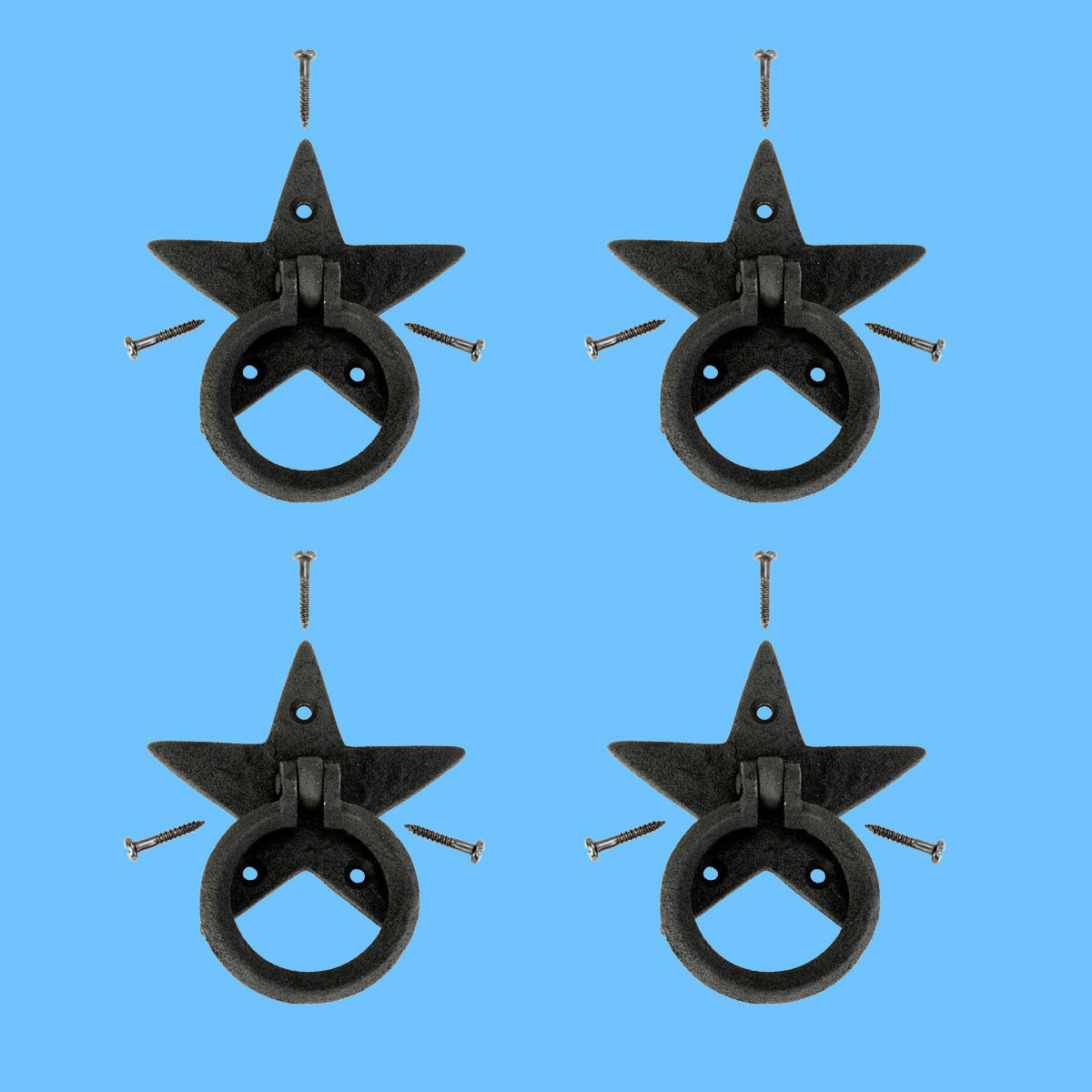 The Renovators Supply Inc. Black Iron Cabinet Antique Star Design Ring ...