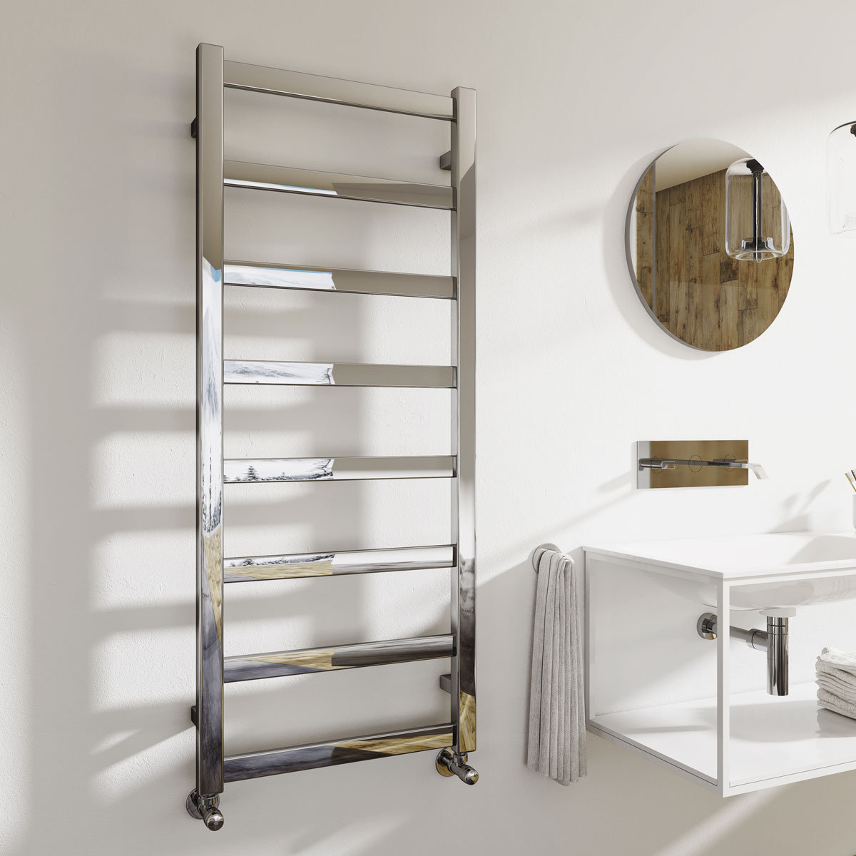 White Stone Vore Vertical Flat Panel Towel Rail Radiator | Wayfair.co.uk
