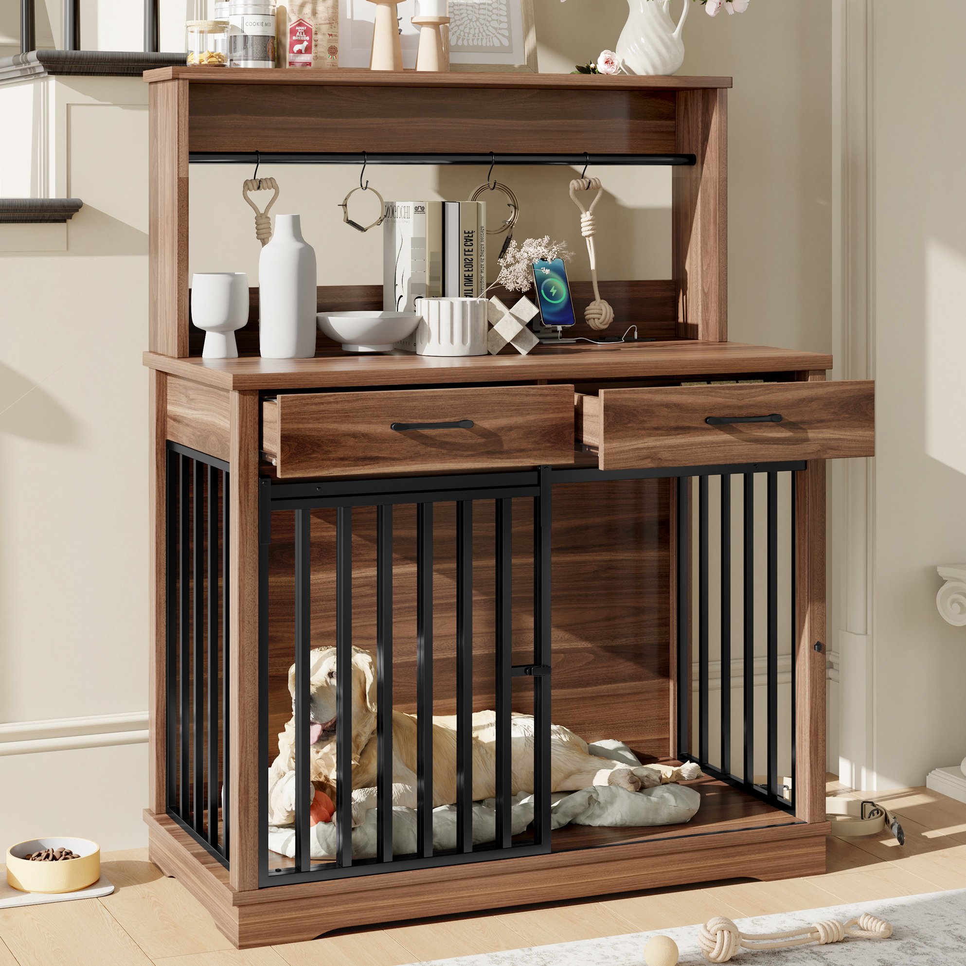 Tucker Murphy Pet™ 38" Dog Crate Table, Heavy Duty Side Table With 2 ...