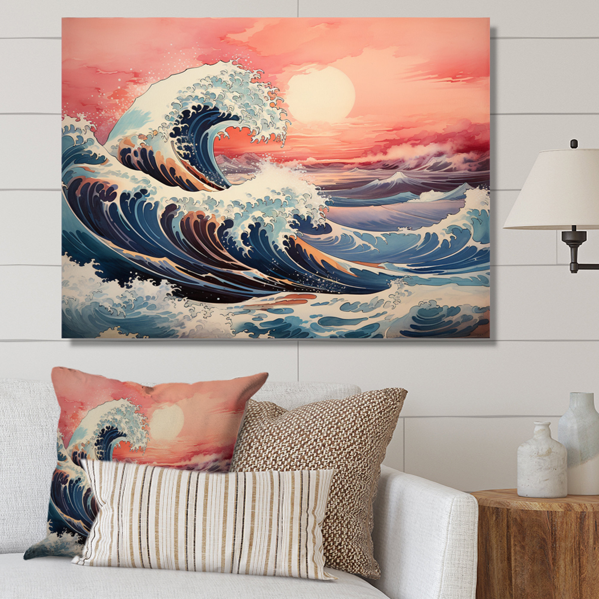 Dovecove Masterpiece Pink The Great Wave Of Kanagawa I On Canvas Print ...