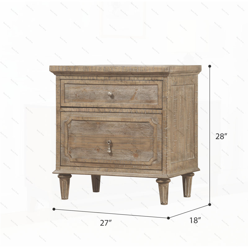 Dazzle Hives Ludin Taupe 2-Drawer Nightstand | Wayfair