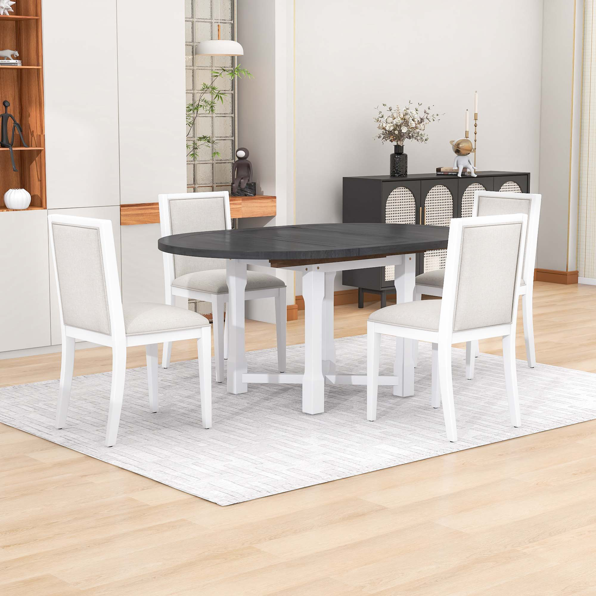 Lark Manor™ 5-Piece Extendable Dining Table Set with Removable Leaf and ...