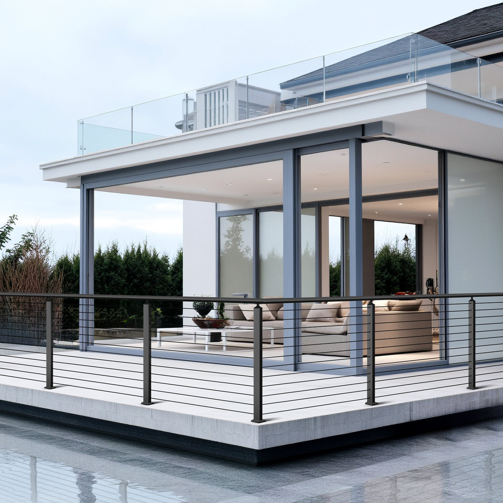 Stellweilan Tessberg 4-Pack Cable Railing Post, 42x1x2 In Horizontal ...