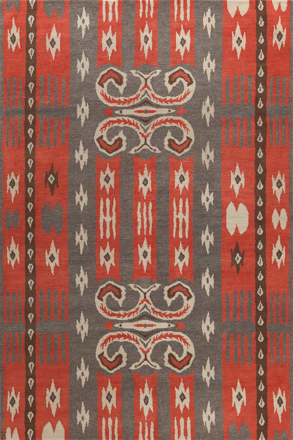 New Moon Rugs Mesa Ikat Hand-Knotted Wool Red/Gray Area Rug | Perigold