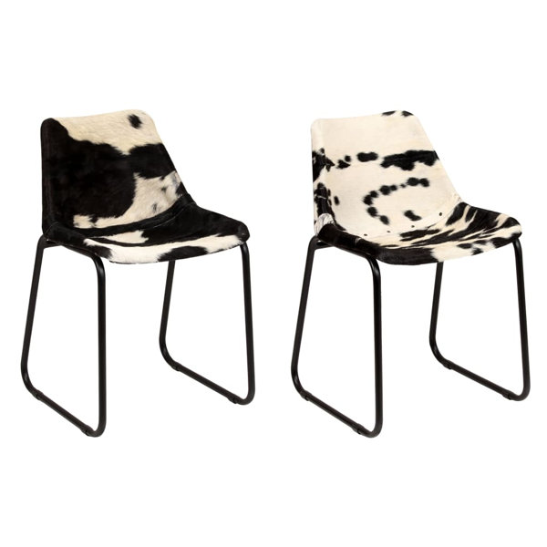 Union Rustic White Mountain Dining Chairs 2 pcs Genuine Goat Leather ...