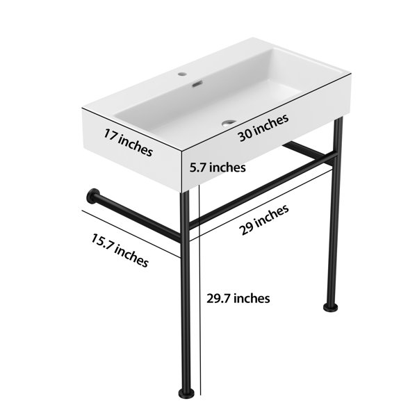 Kichae Rectangular Console Bathroom Sink with Overflow | Wayfair