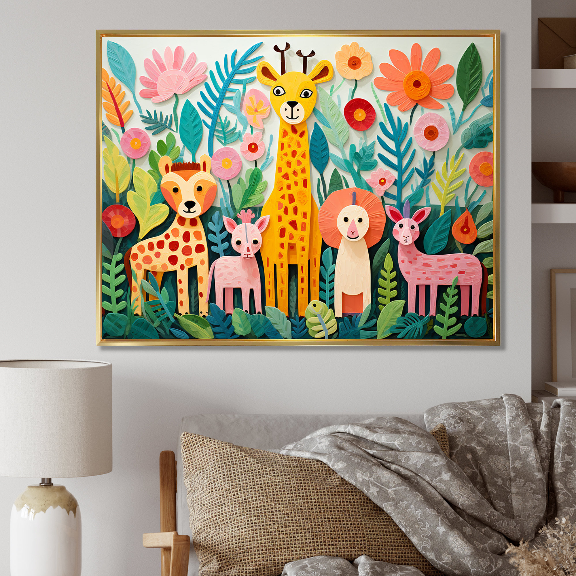 Indigo Safari Colorful cute Animal Nursery I - Animal Nursery Framed ...