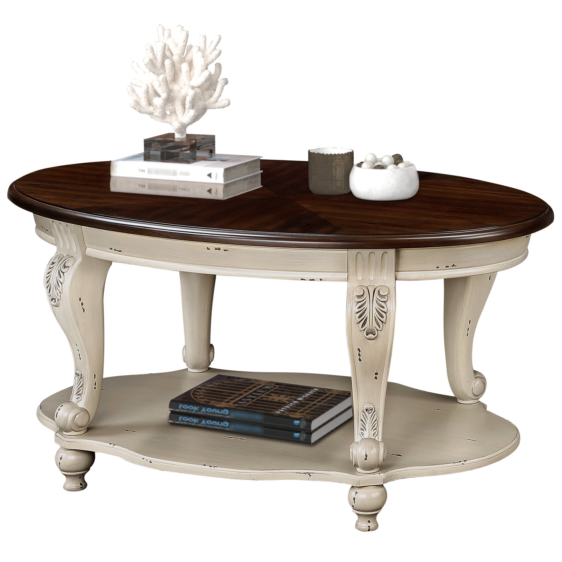 Ophelia & Co. Living Room Oval Solid Wood Table, 42'', 2 Shelf Merge ...