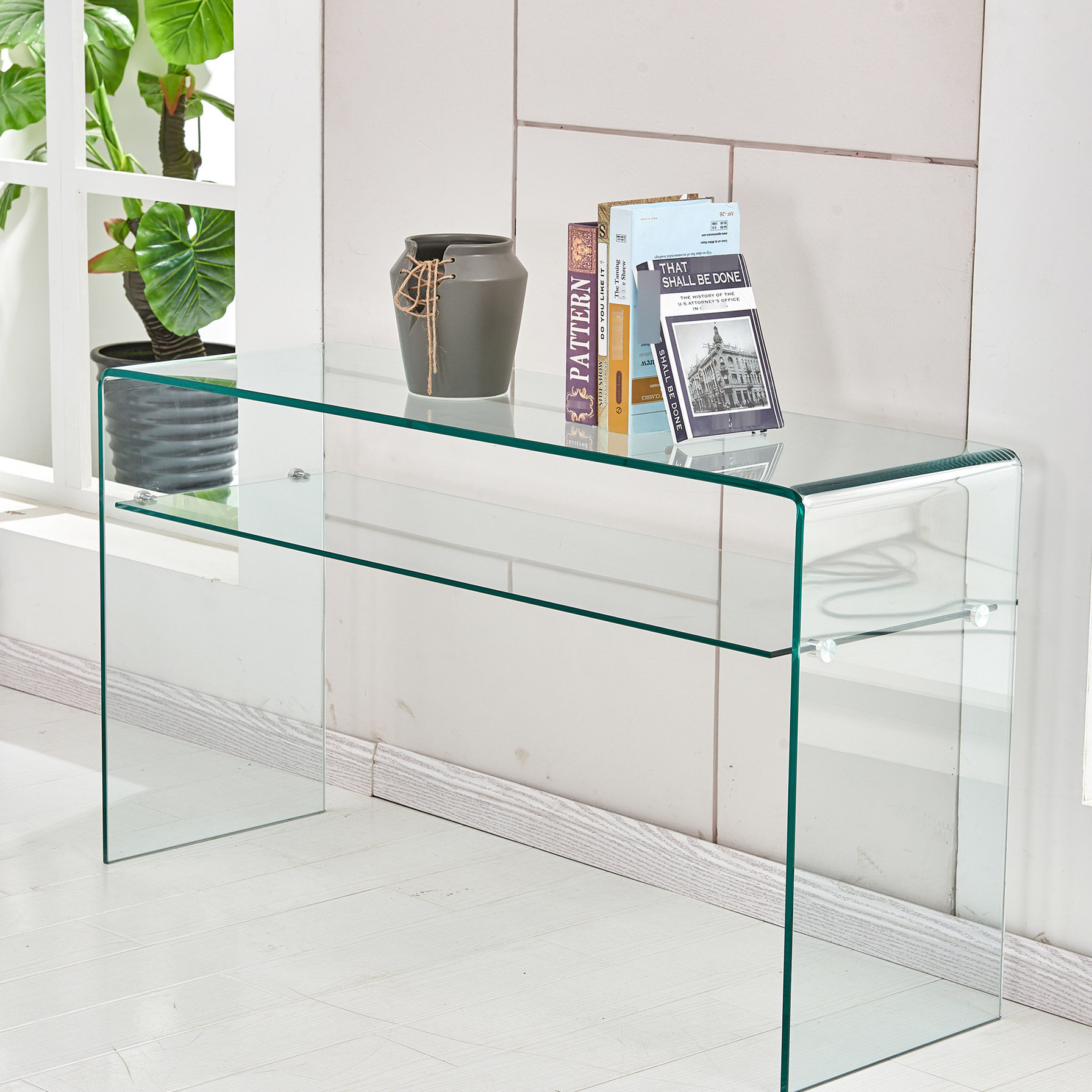 Ivy Bronx Tempered Glass Console Table For Versatile Purposes - Meets ...