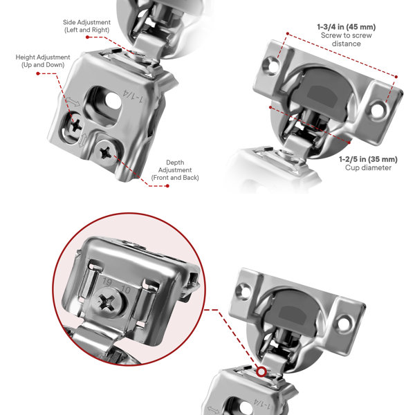Berta 1 1/4 105 Degree Soft Close Face Frame Concealed Overlay Hinge ...