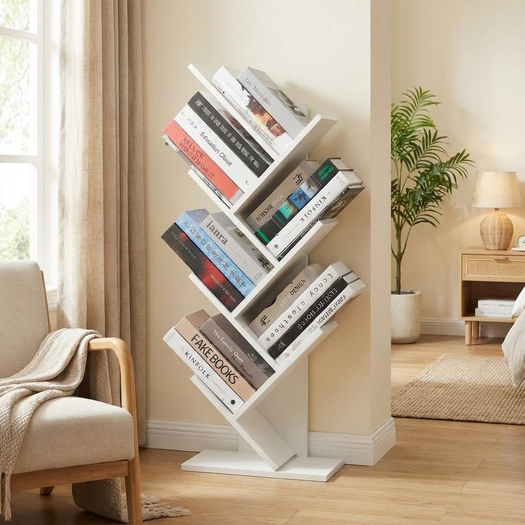 Borough Wharf Slim Tree Bookshelf for Office – 5/6/7-Tier Large ...