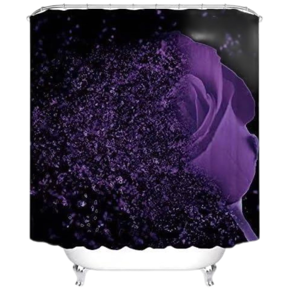East Urban Home Purple Rose 4 Pcs Shower Curtain Sets Non-Slip Rugs ...