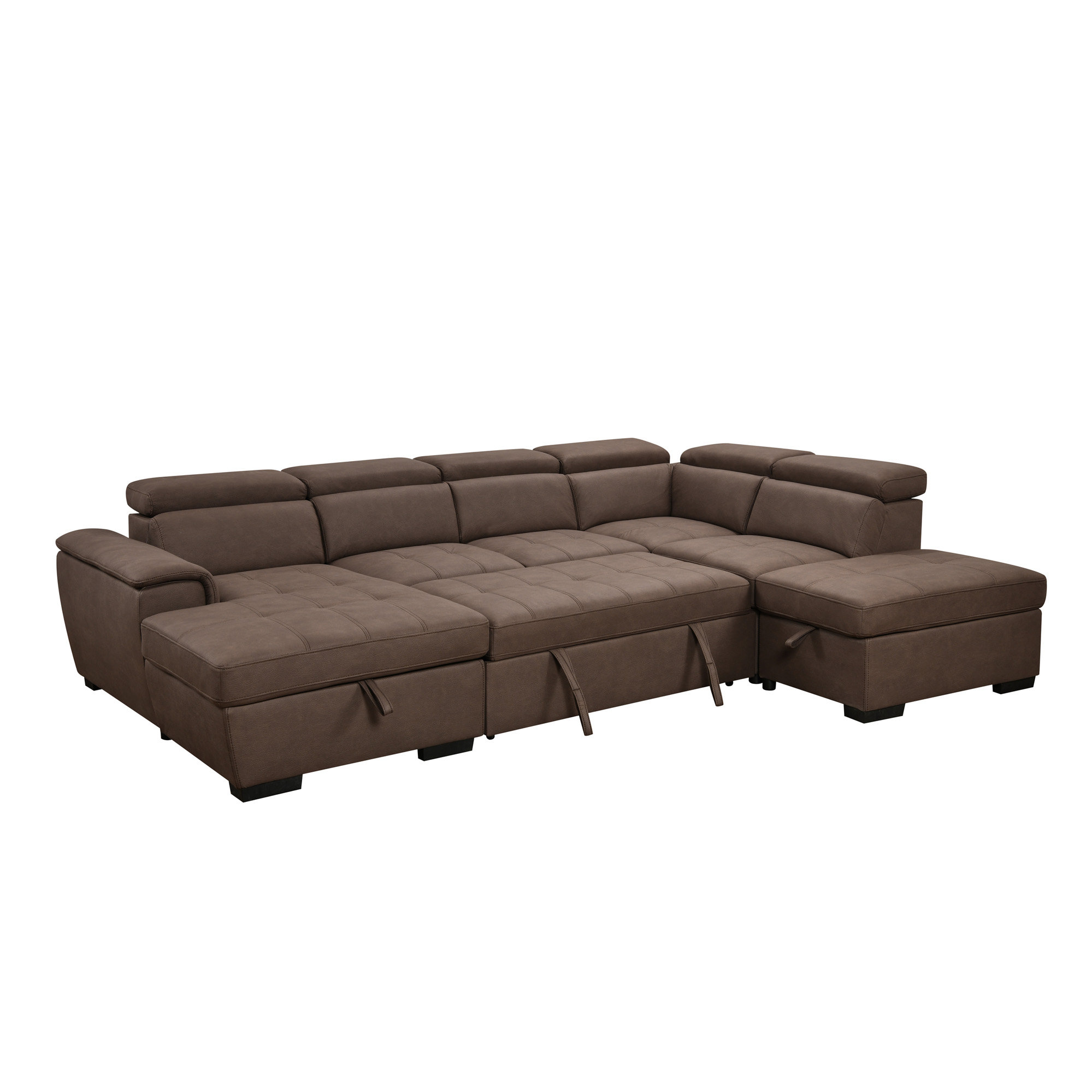 Latitude Run® 128"Sofa U Shaped Sectional Couch With Ottomans ...