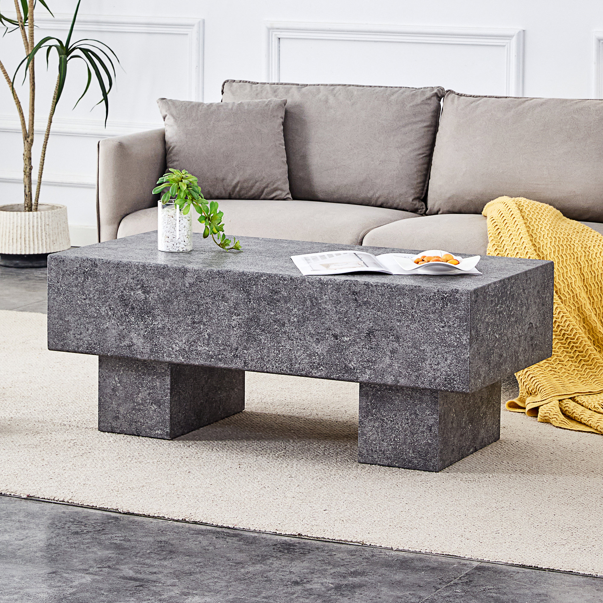Millwood Pines Modern Simple Light Wood Texture MDF Coffee Table - 43.3 ...