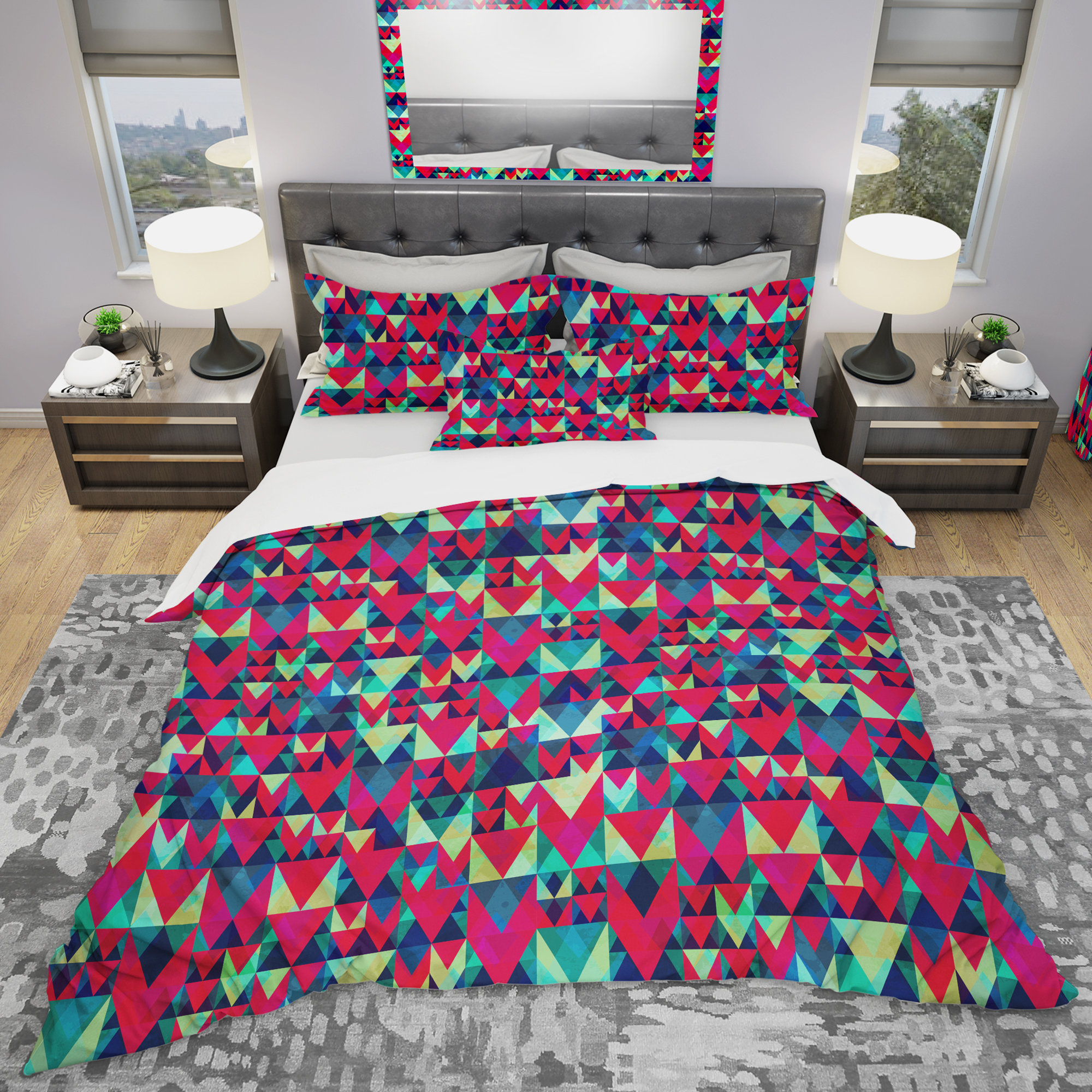 Design Art Vintage Red Triangle Pattern with Grunge Effect - Modern ...