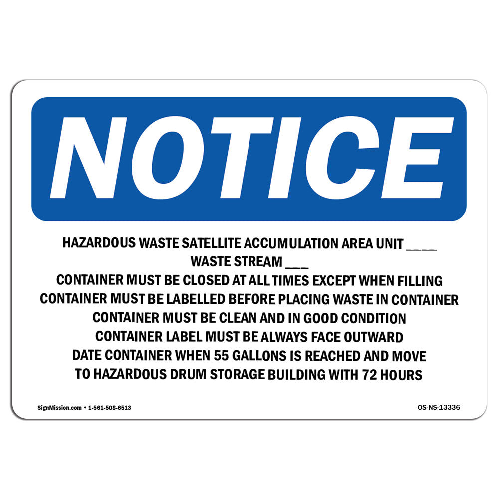 SignMission Hazardous Waste Satellite Accumulation Area Sign | Wayfair