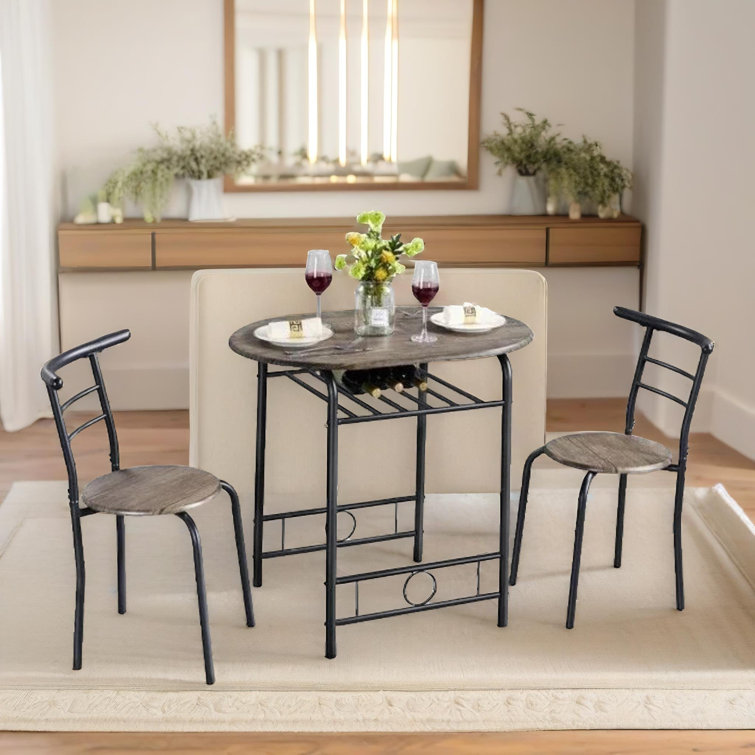 17 Stories Nivaeh Rustic Industrial, 2 Person Dining Set, Metal Frame ...