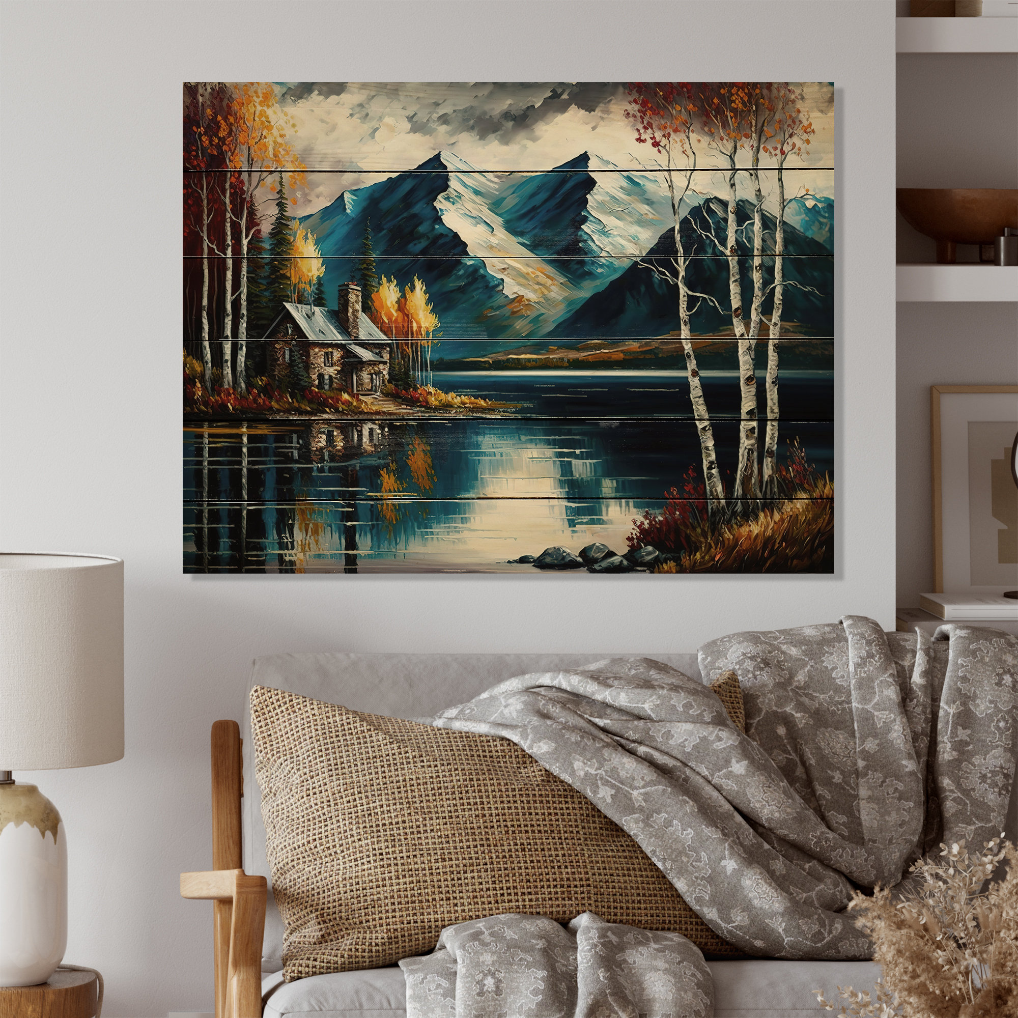 Millwood Pines Pomfret Lake House Scenery in Fall II - Unframed Print ...
