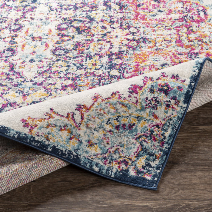 Langley Street Fleeman Performance Navy/Pink Rug & Reviews | Wayfair