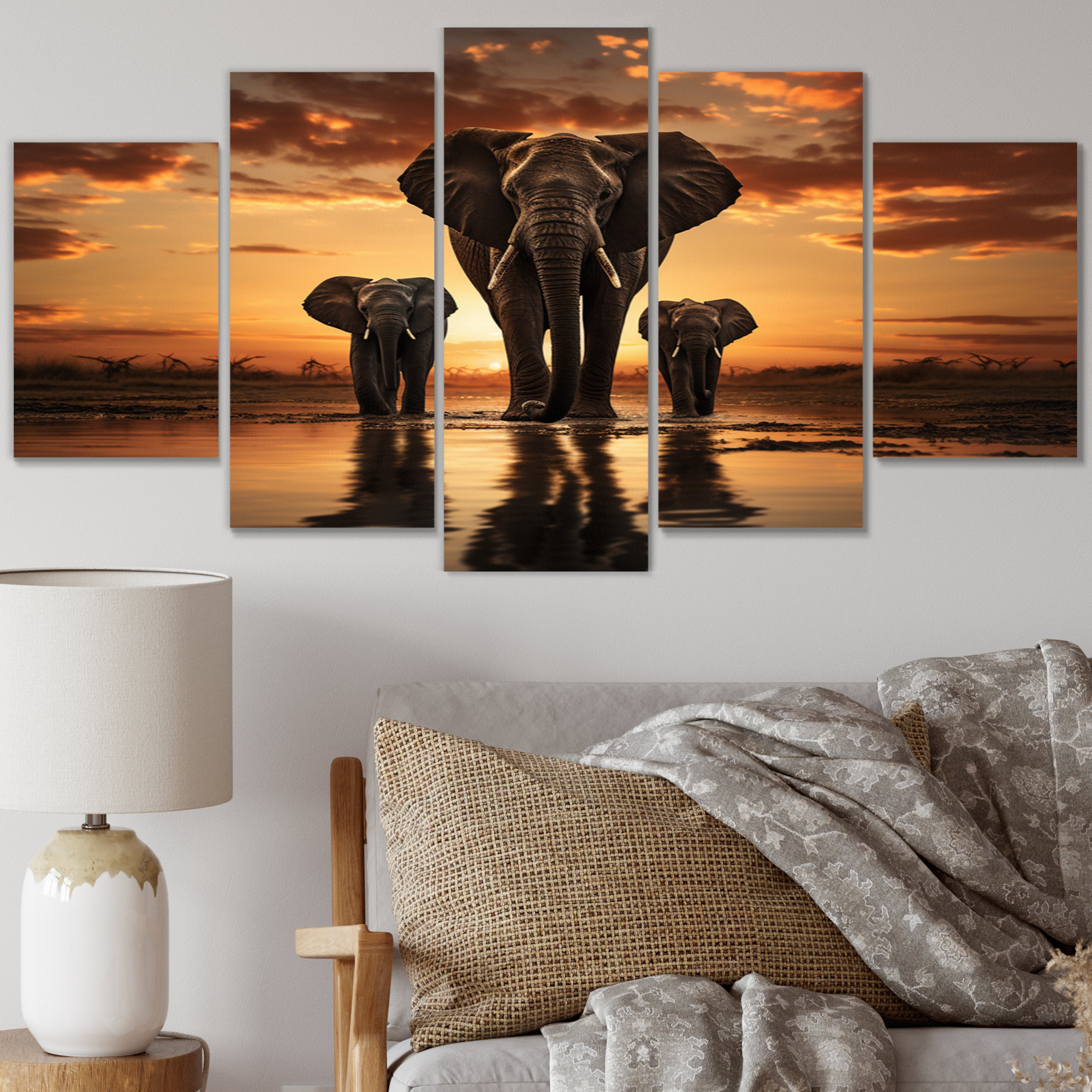 Ebern Designs Elephant Shadows Of Serenity III - Animals Wall Art Print ...
