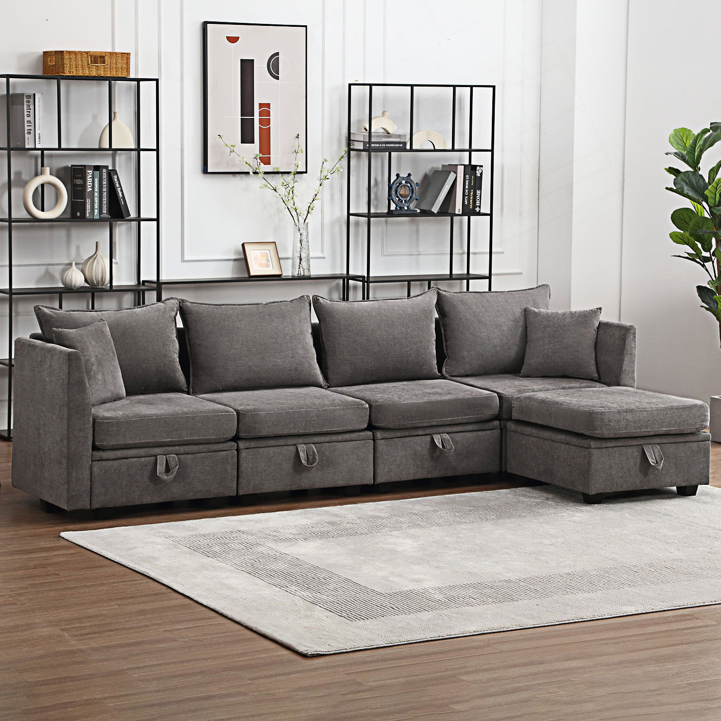 Latitude Run® Modular Sectional Sofa, Sofa Couch With Storage, Sleeper Sectional Sofa Set, 5 ...