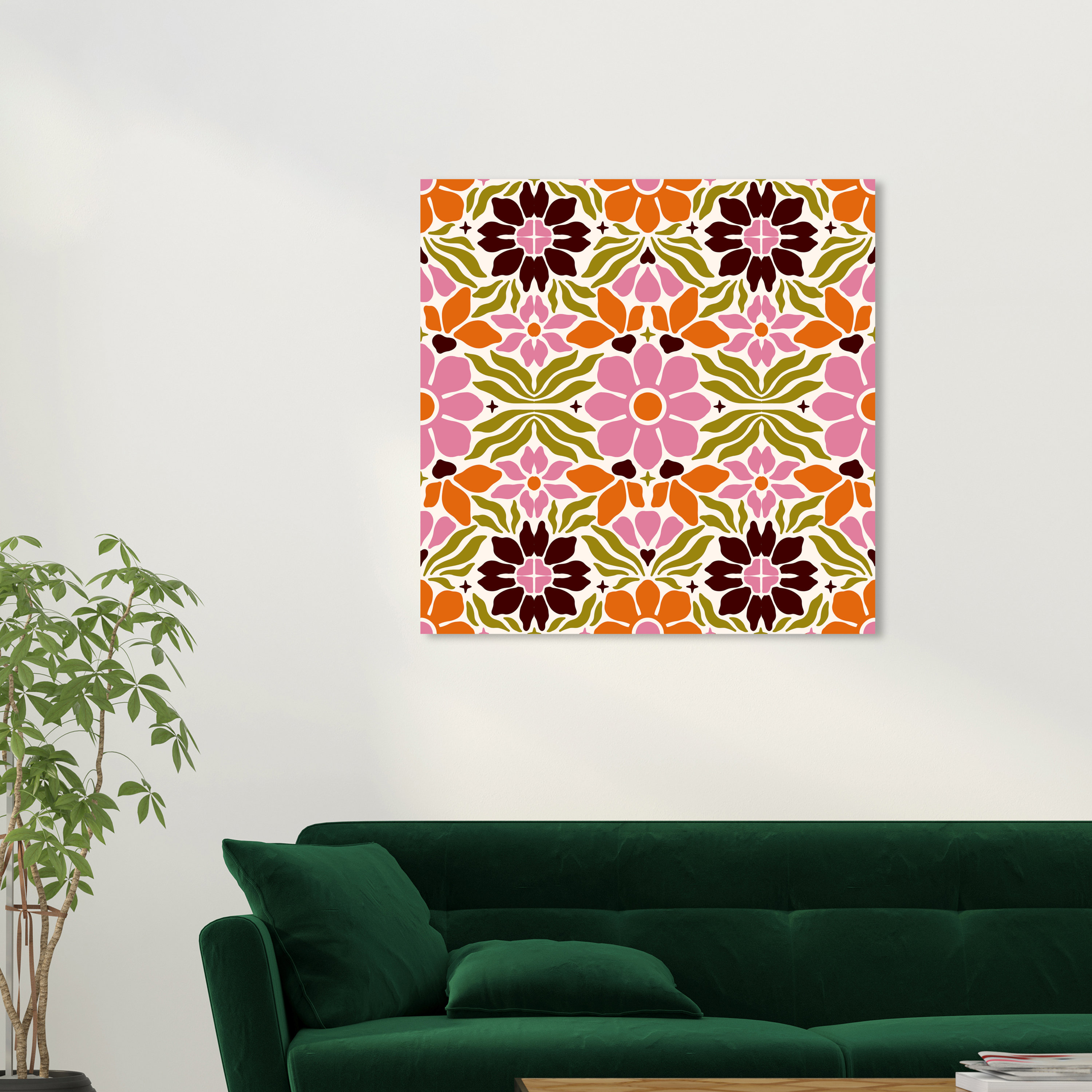Red Barrel Studio Abstract Floral Flashback Pattern Modern Pink Canvas ...
